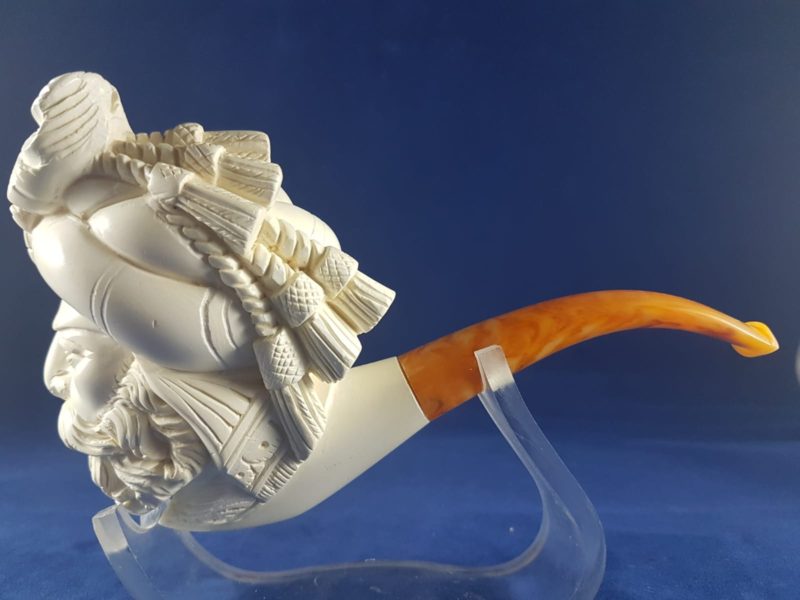 Deluxe Hand Carved Head of Sultan Meerschaum Pipe - Vienna Meerschaum