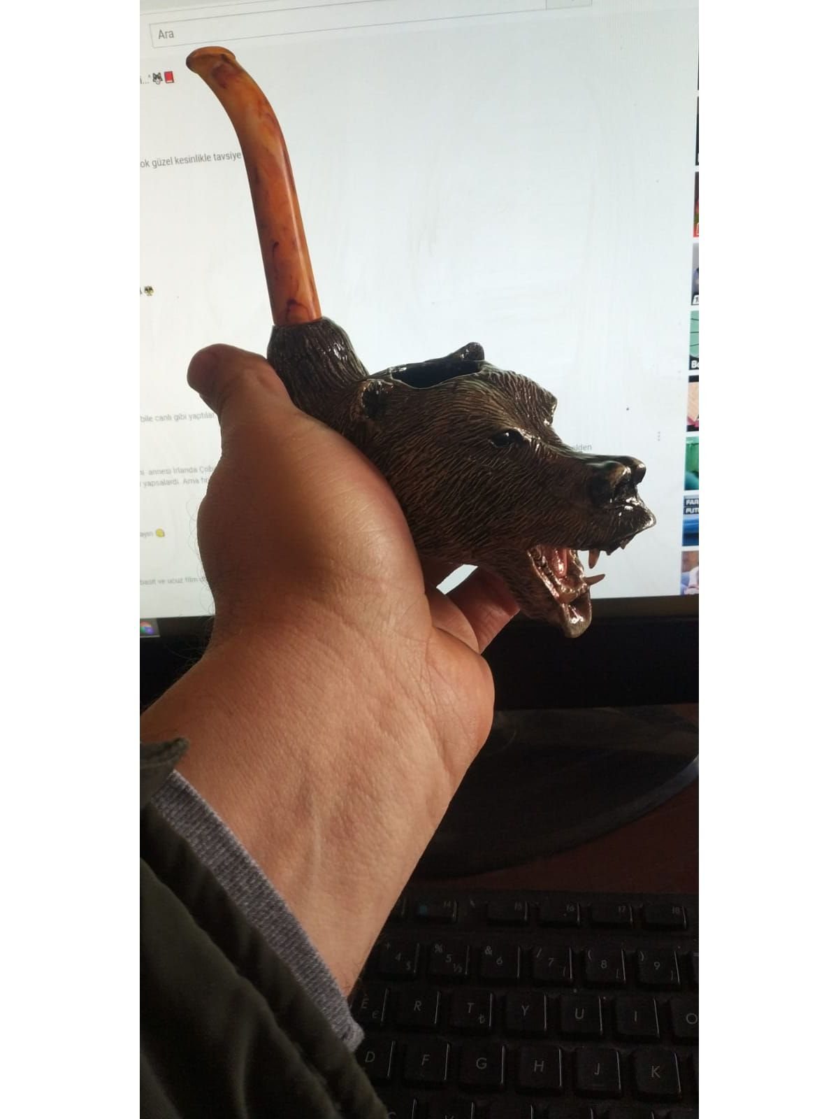 Handmade Ceramic Pipe, Bear Ceramic Pipe, Hand Carved Ceramic Pipe ...