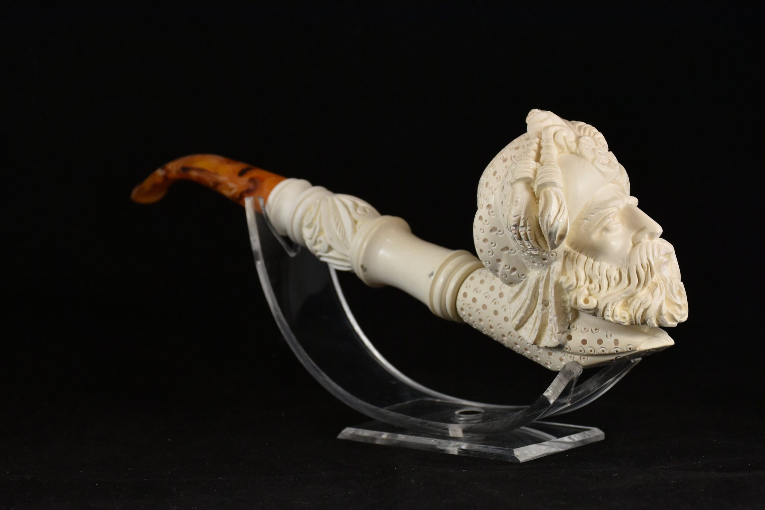 Long Stem Ottoman Empire Meerschaum Pipe, Sultan Pipe, Unsmoked Block ...